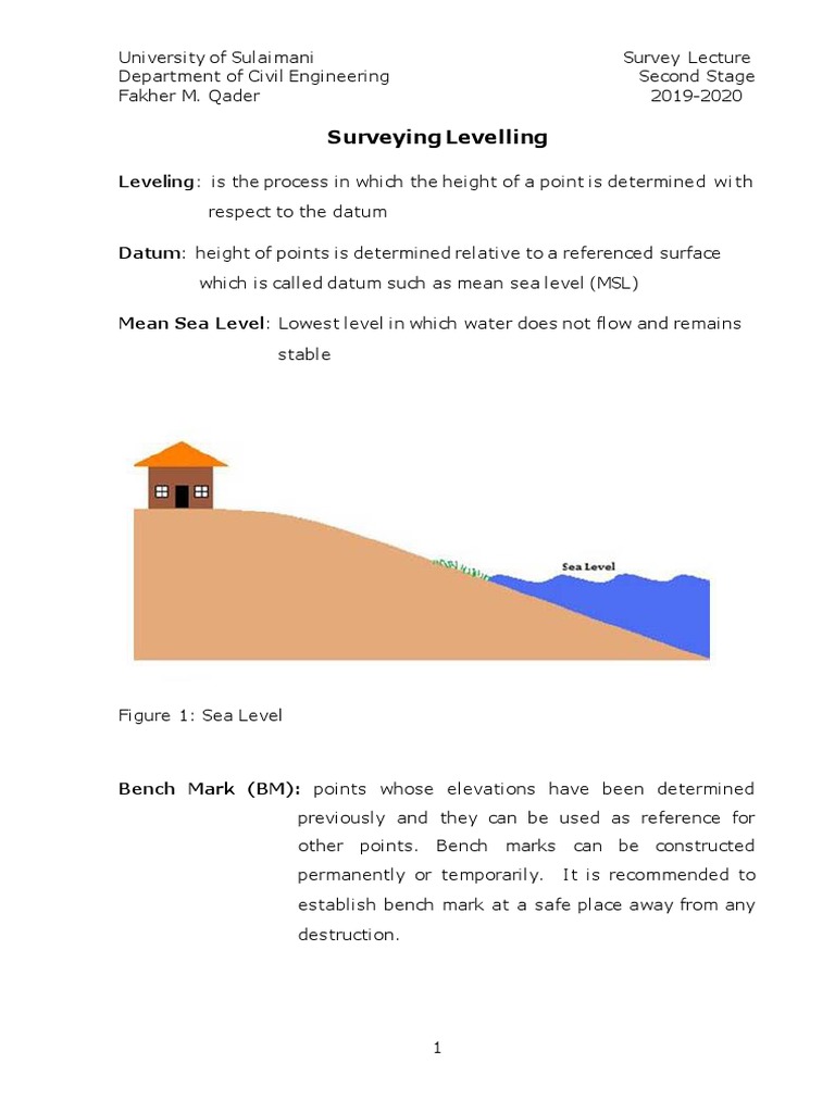1 Introduction To Leveling PDF | PDF | Sea Level | Surveying