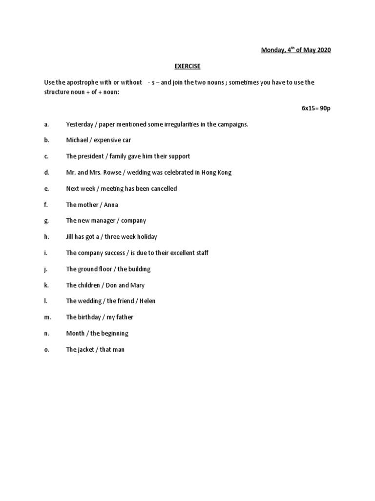 Genitive Case - Exercise | PDF