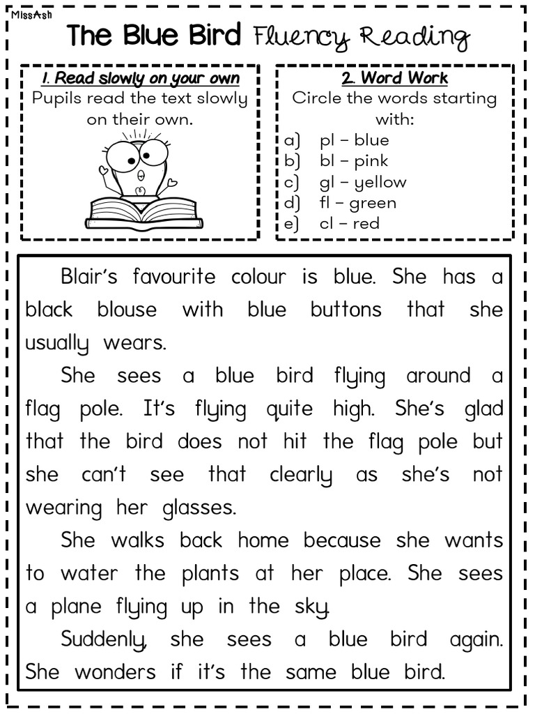 The Blue Bird Fluency Reading 1 | PDF | Foreign Language Studies ...