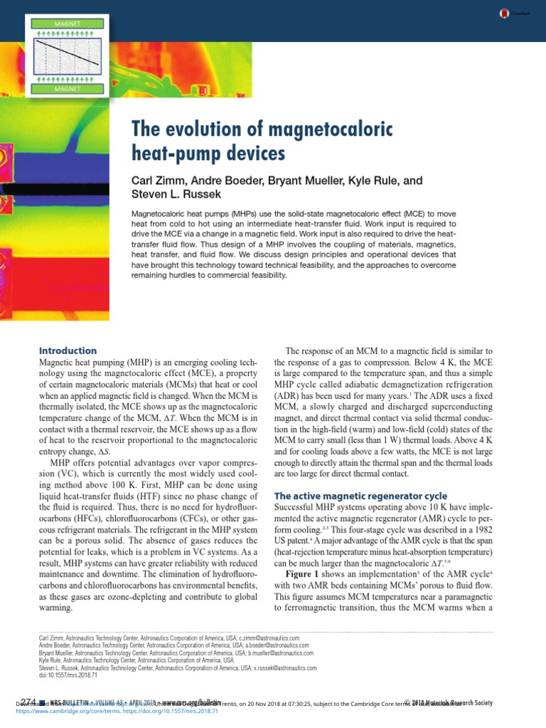 The Evolution of Magnetocaloric Heat-Pump Devices | PDF | Heat Transfer ...
