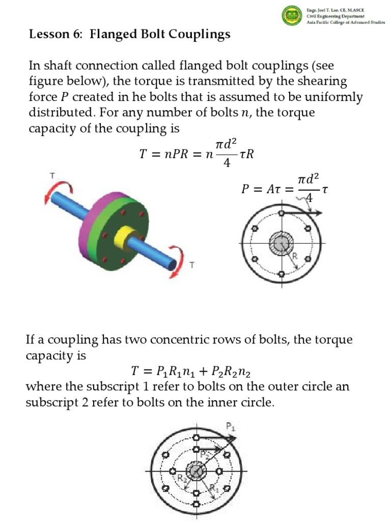 MDB Lesson 6 Flanged Bolt Couplings | PDF | Rivet | Screw