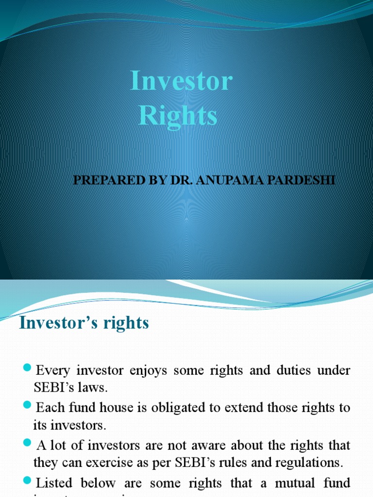 Investor Rights: Prepared by Dr. Anupama Pardeshi | PDF | Investor ...
