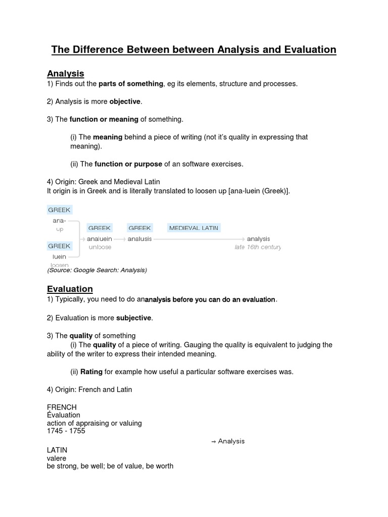Analysis vs. Evaluation Explained | PDF