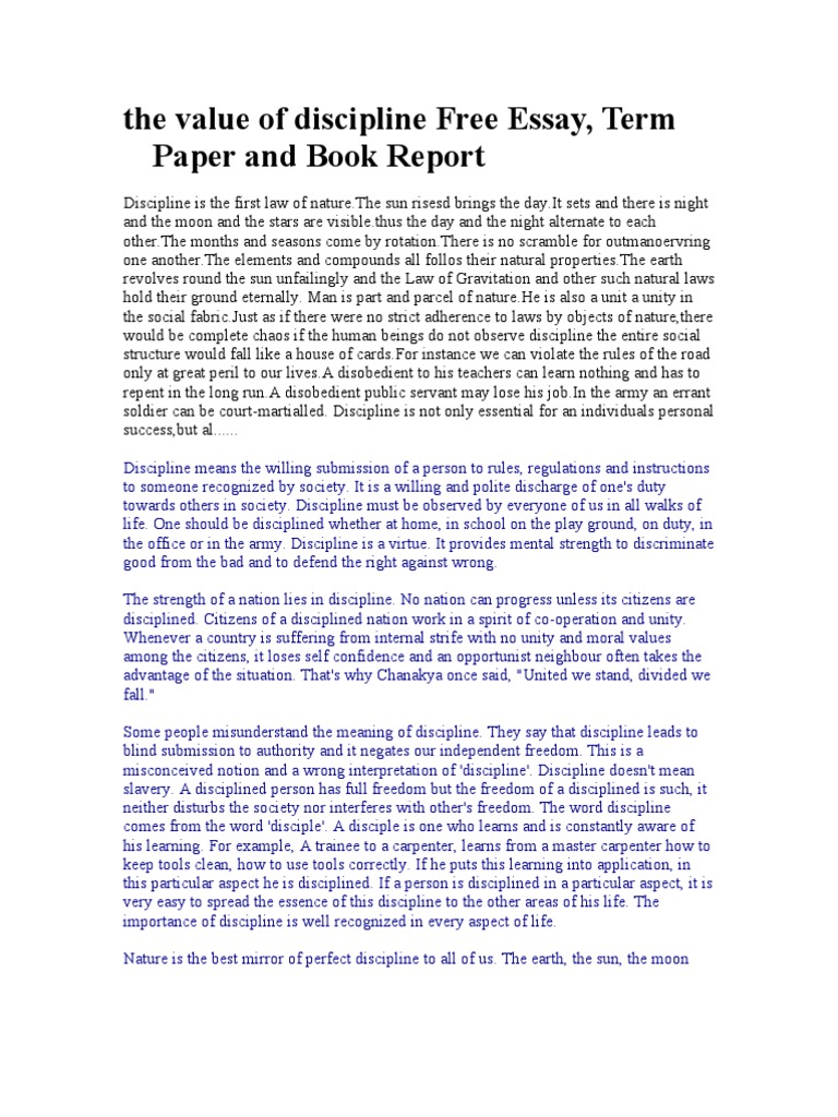 Value of Discipline | PDF | Teachers | Citizenship