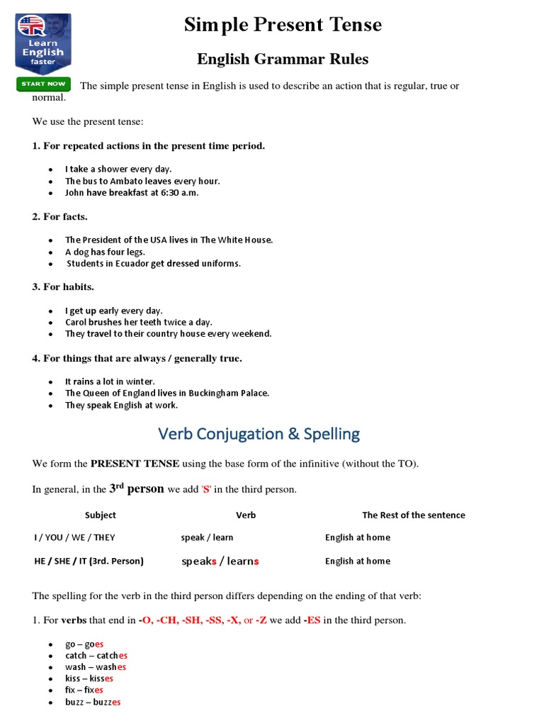 Simple Present Tense Explained | PDF | Question | English Language