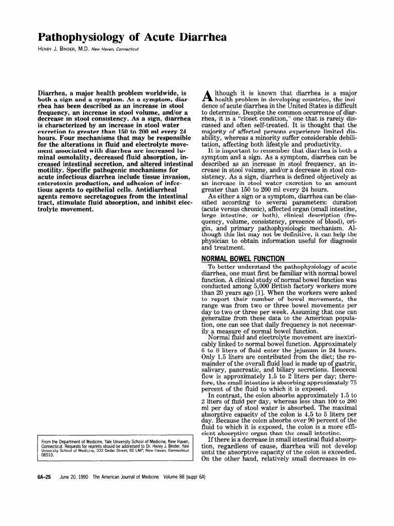 Pathophysiology of Acute Diarrhea | PDF | Diarrhea | Human Feces