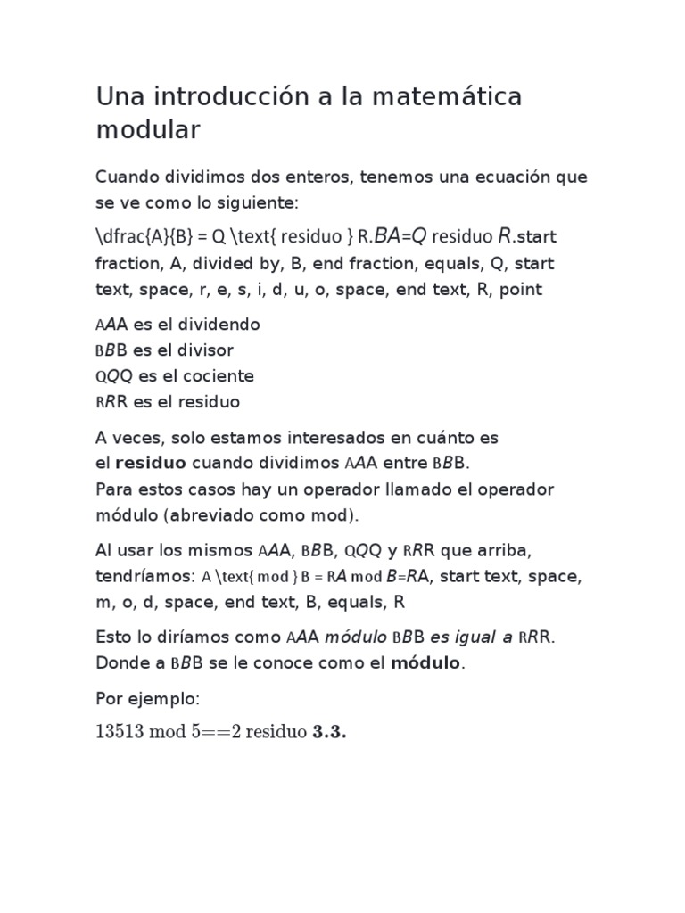 Aritmetica Modular | PDF | División (Matemáticas) | Matemáticas discretas