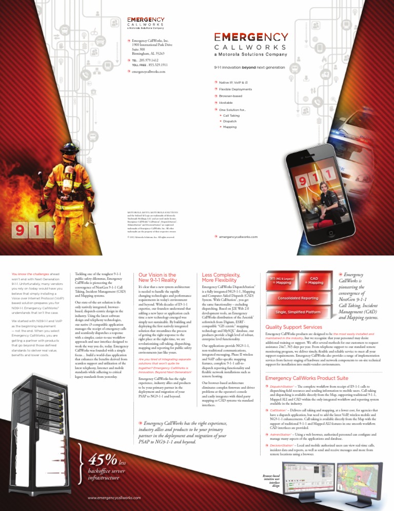 Emergency CallWorks - Brochure | PDF | 9 1 1 | Voice Over Ip
