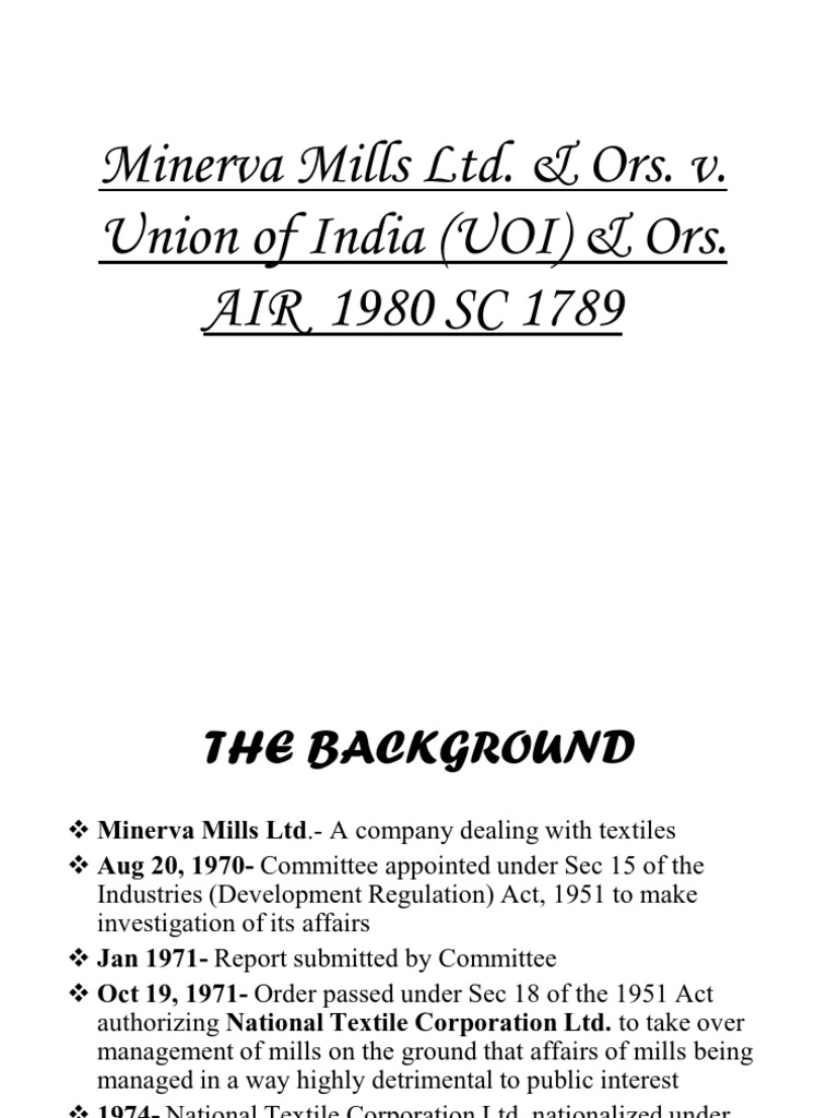Minerva Mills Case | PDF | Constitution | Political Charters