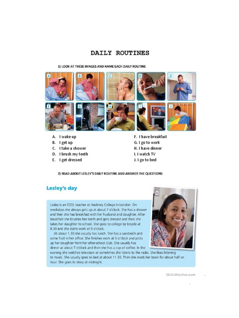 Reading About Daily Routine and Writing Exercise With Adverbs | PDF