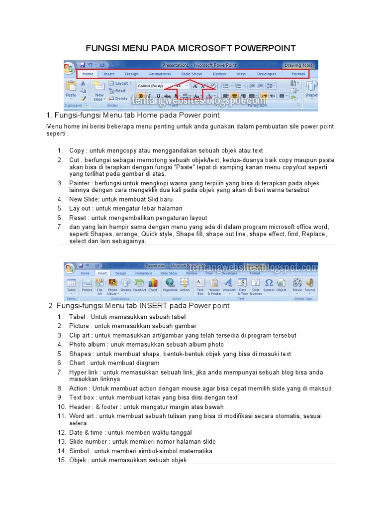 Fungsi Menu Pada Microsoft Powerpoint | PDF