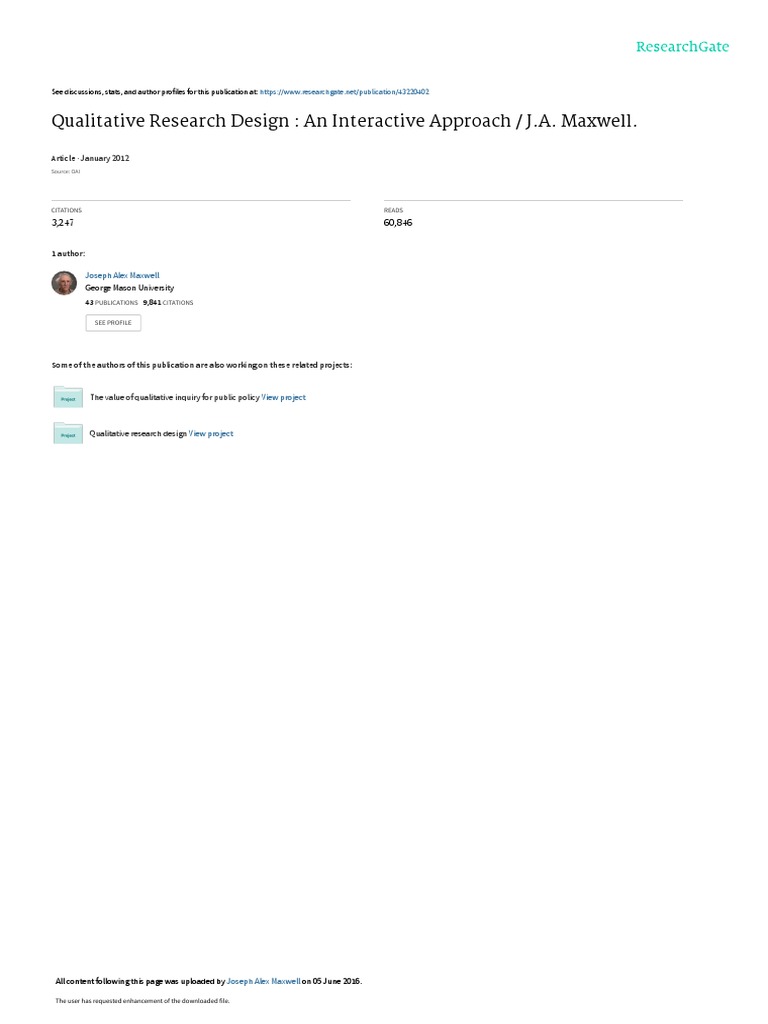 Qualitative Research Design: An Interactive Approach / J.A. Maxwell ...