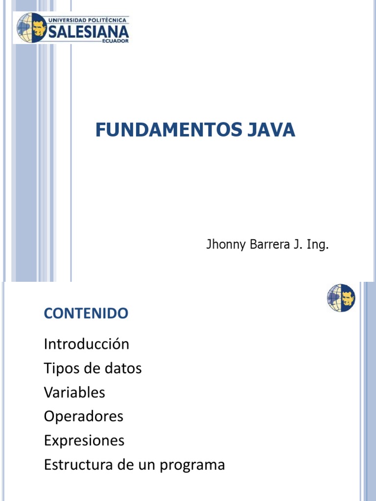 UPS Fundamentos Java | PDF | Java (lenguaje de programación) | Tipo de ...