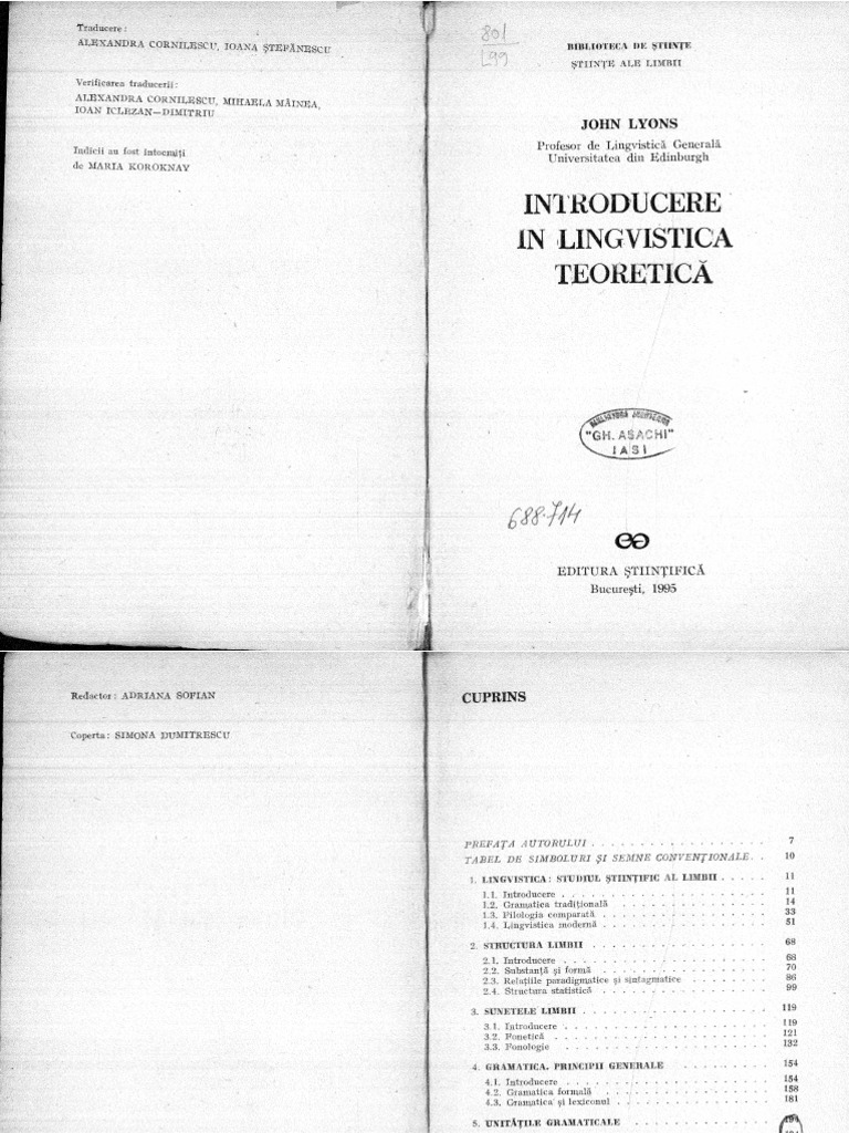 Introducere in Lingvistica Teoretica Ed Stiintifica 1995 2-1 | PDF