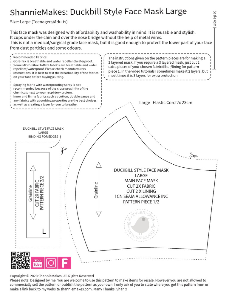 Shanniemakes: Duckbill Style Face Mask Large | PDF | Textiles | Materials