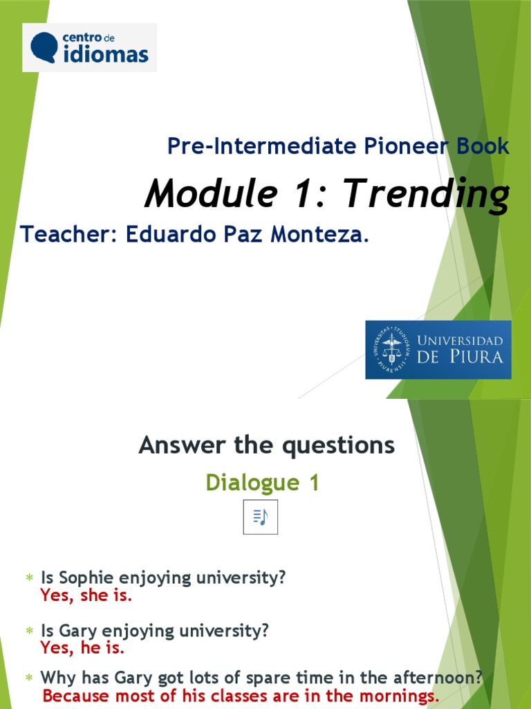 Module 1: Trending: Pre-Intermediate Pioneer Book | PDF