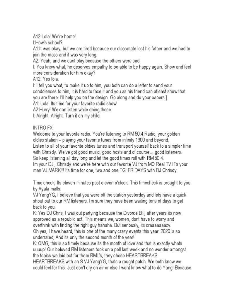 Radio Program Script | PDF