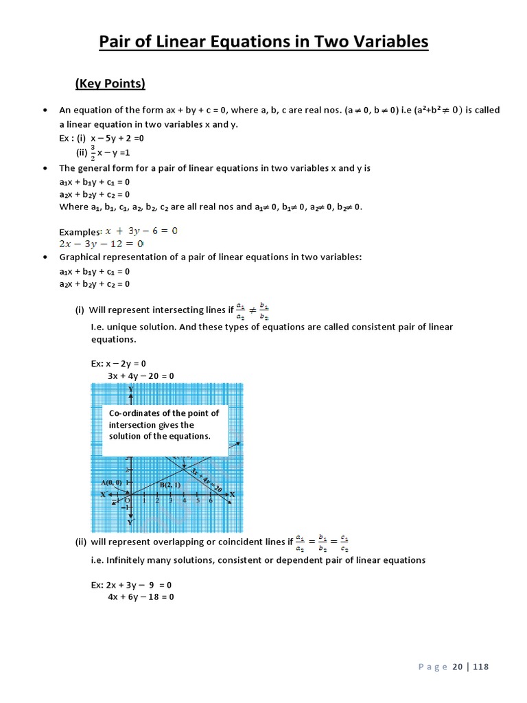CBSE Class 10 Pair of Linear Equations in 2 Variables | PDF | System Of ...