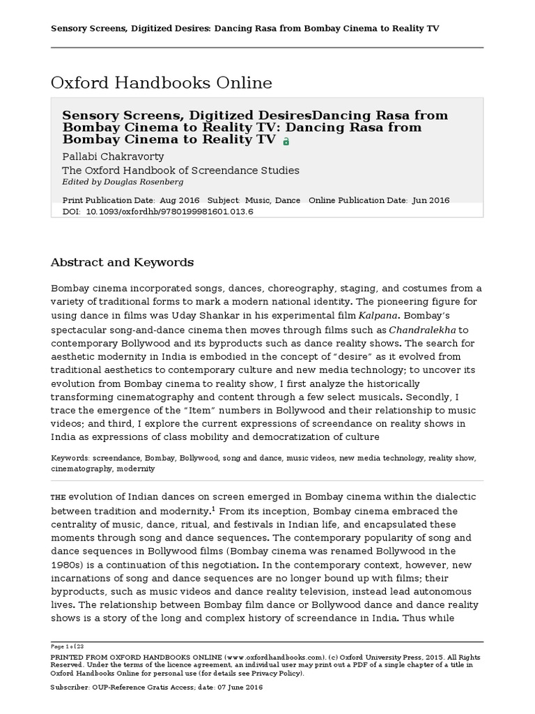 Sensory Screens Digitized Desires Dancin | PDF | Bollywood | Dances