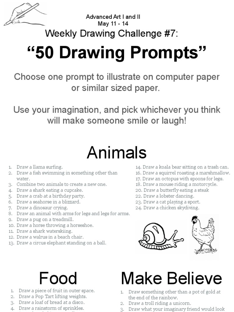 Advanced Art I and II - Weekly Drawing Challenge 7 | PDF | Foods