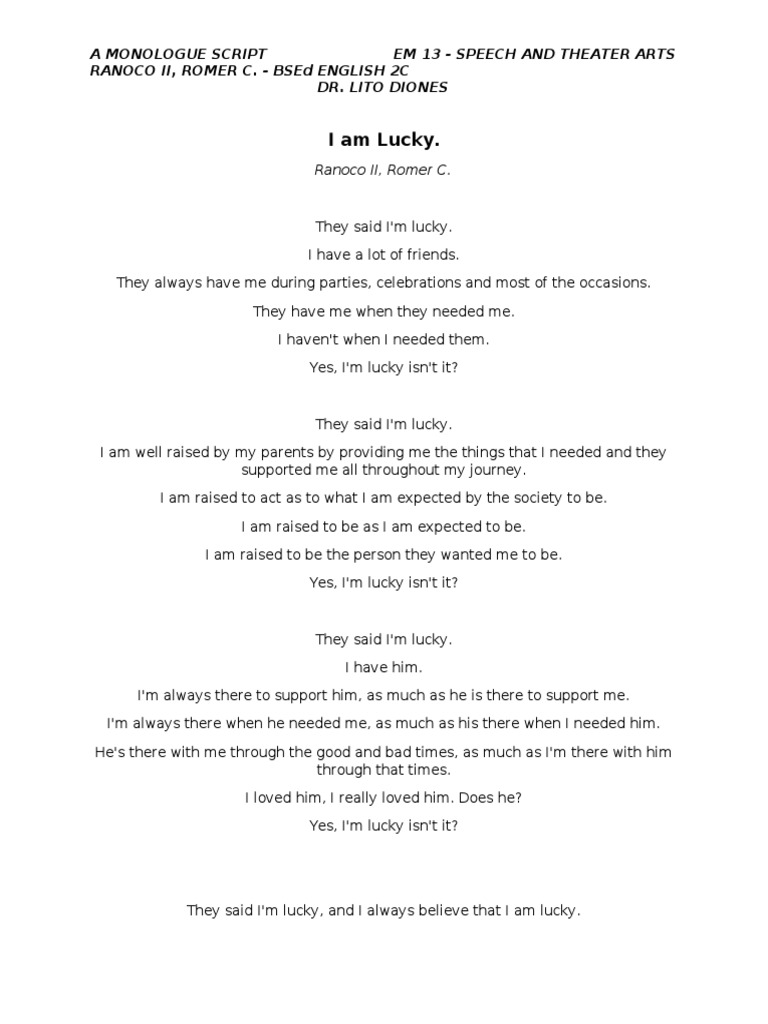 Monologue Script | PDF