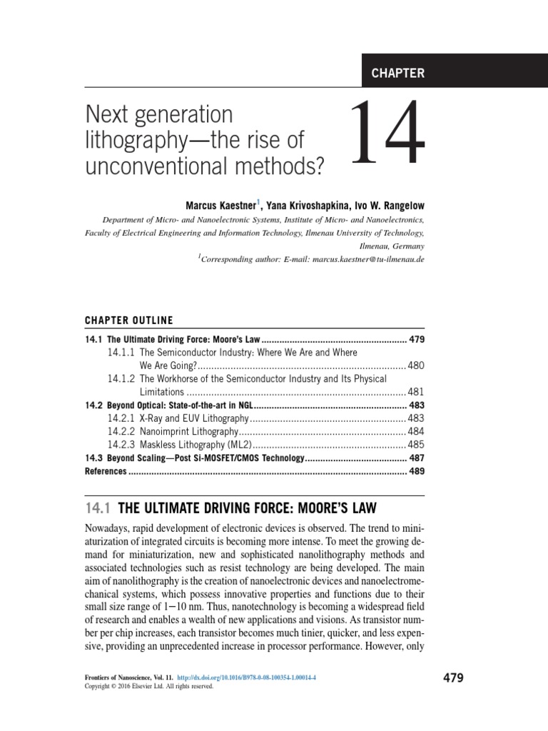 Next Generation Lithographydthe Rise of Unconventional Methods? | PDF ...