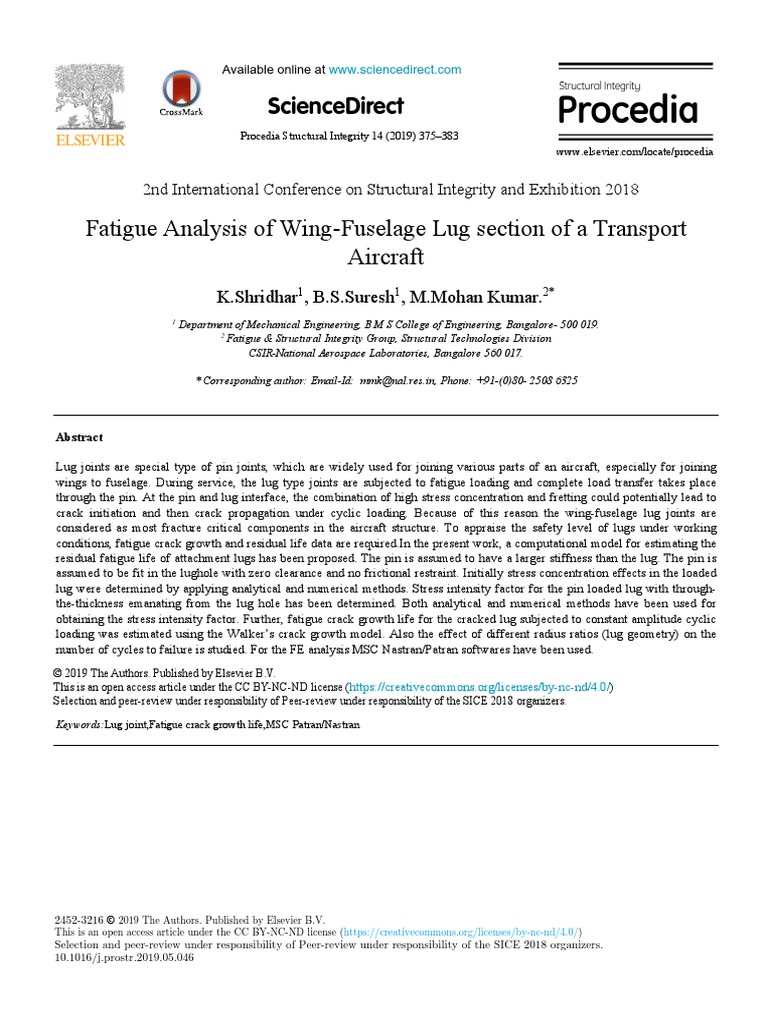 Fatigue Analysis of Wing-Fuselage Lug Section of A Transport Aircraft ...