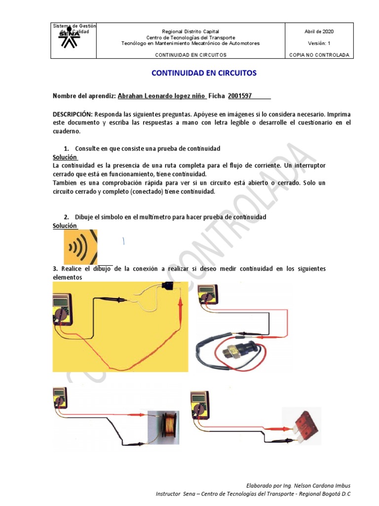 Formato-Consulta Continuidad | PDF | Ingenieria Eléctrica | Science