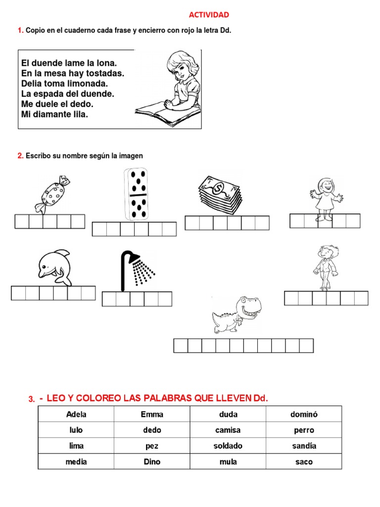 Actividades con la letra D para niños | PDF