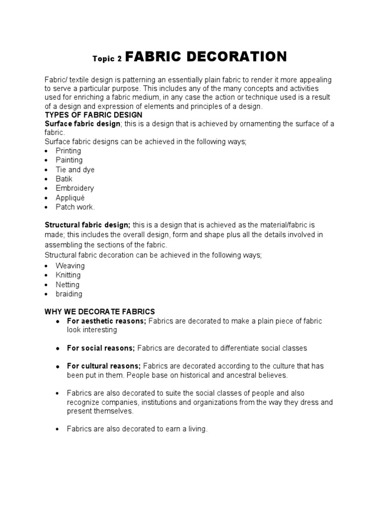 Fabric Decoration | Download Free PDF | Textiles | Crafts