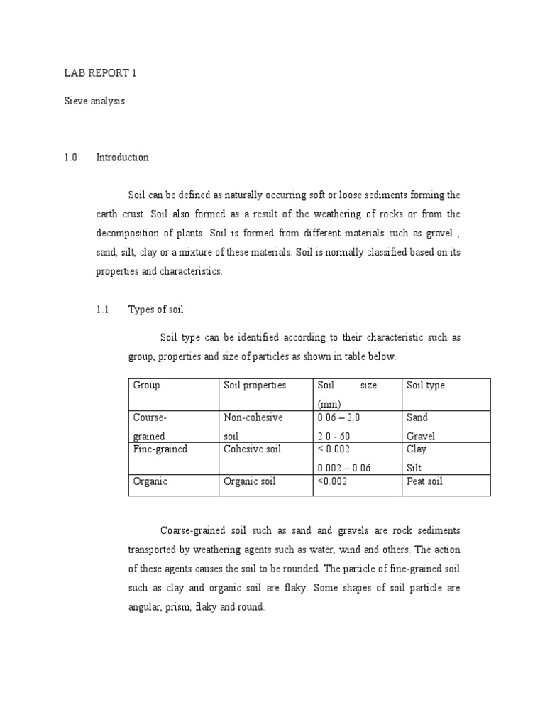 Lab Report 1 | PDF | Soil | Clay