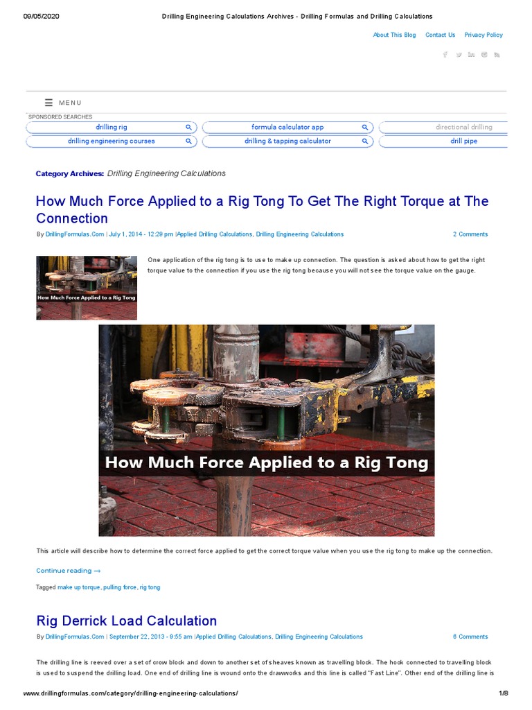 Drilling Engineering Calculations Archives - Drilling Formulas and ...