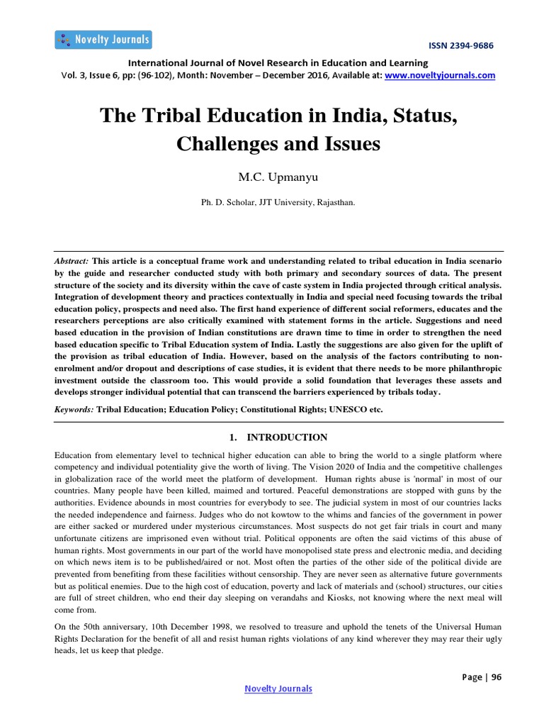 The Tribal Education in India-869 PDF | PDF | Teachers | Curriculum