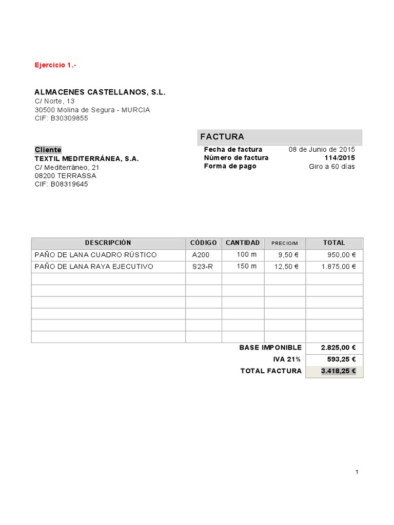 SOLUCIÓN EJEMPLO FACTURAS.pdf | PDF | Documentos empresariales | Contabilidad