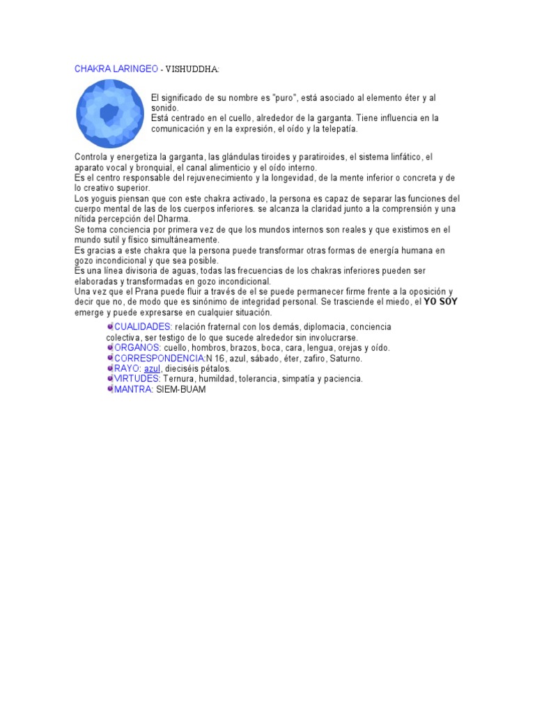 Chakra Laringeo - Vishuddha | PDF | Religión y espiritualidad