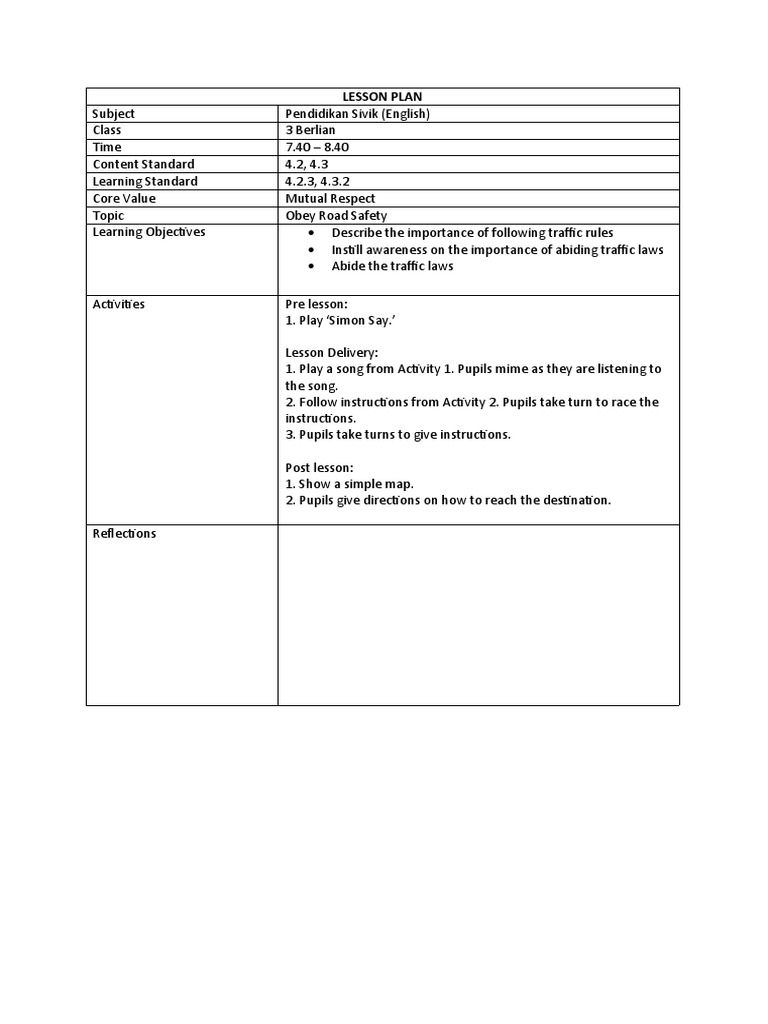 LESSON PLAN Civic Edu July | PDF | Lesson Plan | Teachers