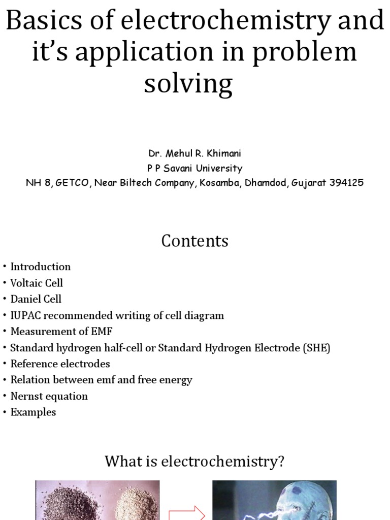 Basics of Electrochemistry and It's Application in Problem | Download ...
