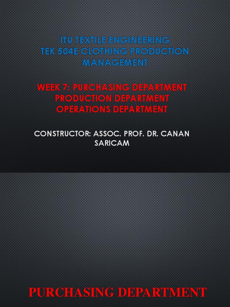 Purchasing Management in Textile Production | PDF | Retail | Economies