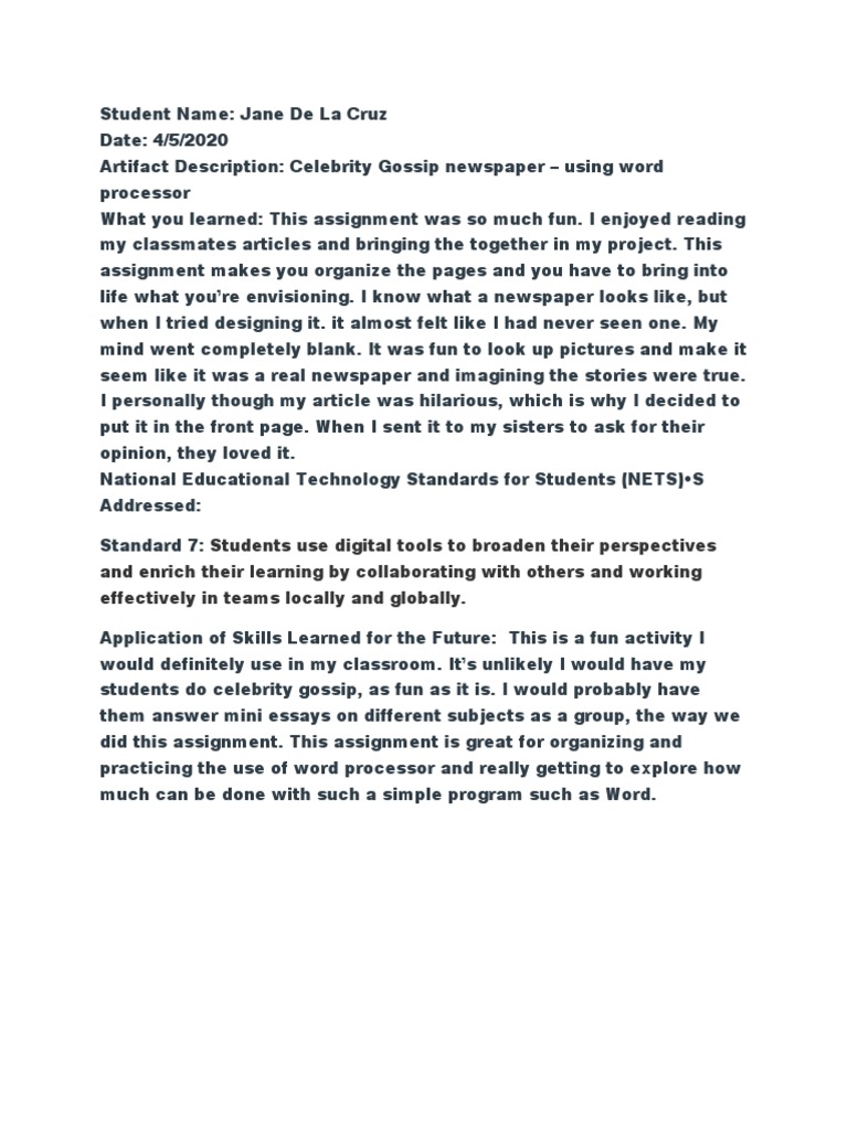 Newspaper Reflection | PDF