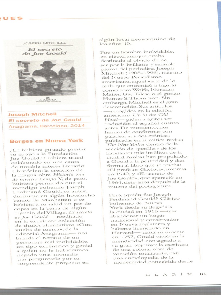 El Secreto de Joe Gould de Joseph Mitch PDF | PDF