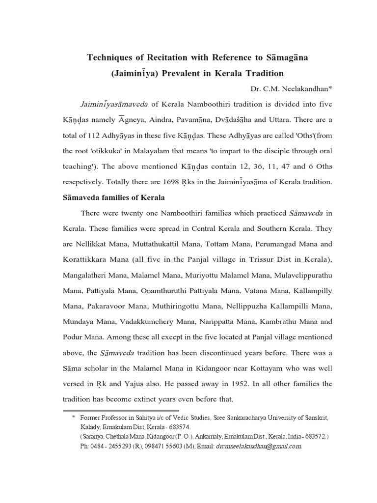 Techniques of Recitation With Reference To S°mag°na (Jaimin Ya ...