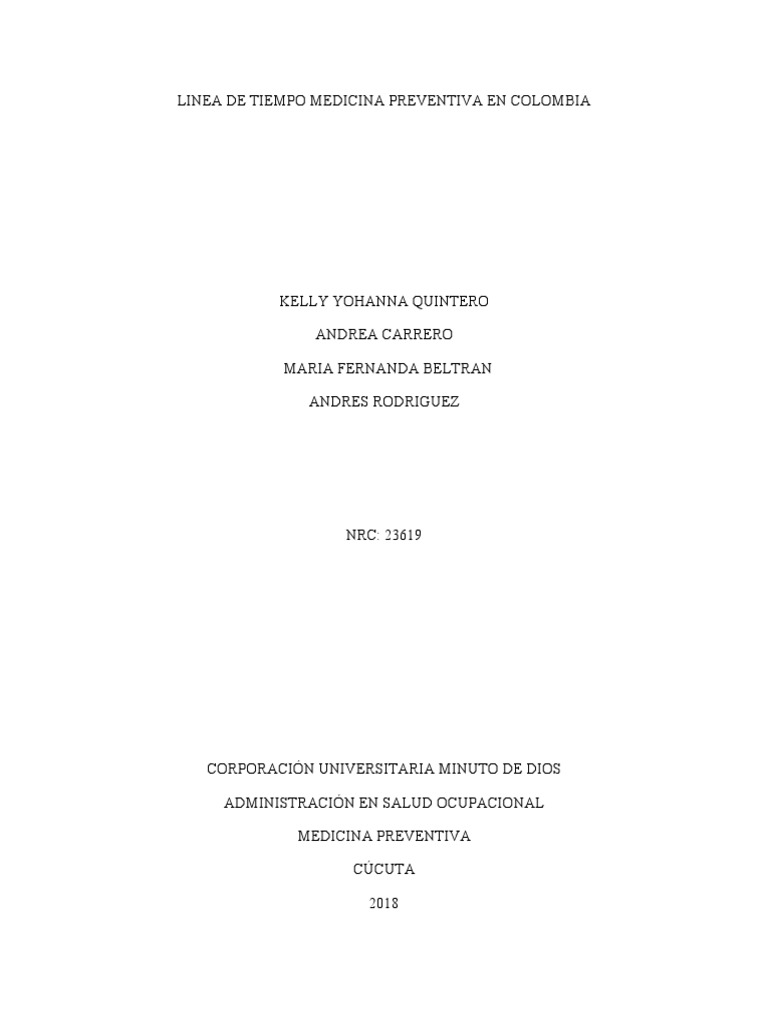 Linea de Tiempo Medicina Preventiva en Colombia | PDF