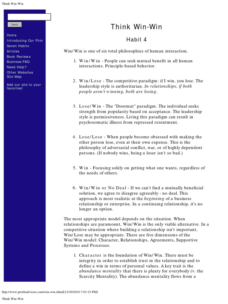Think Win Win | PDF | Competition | System