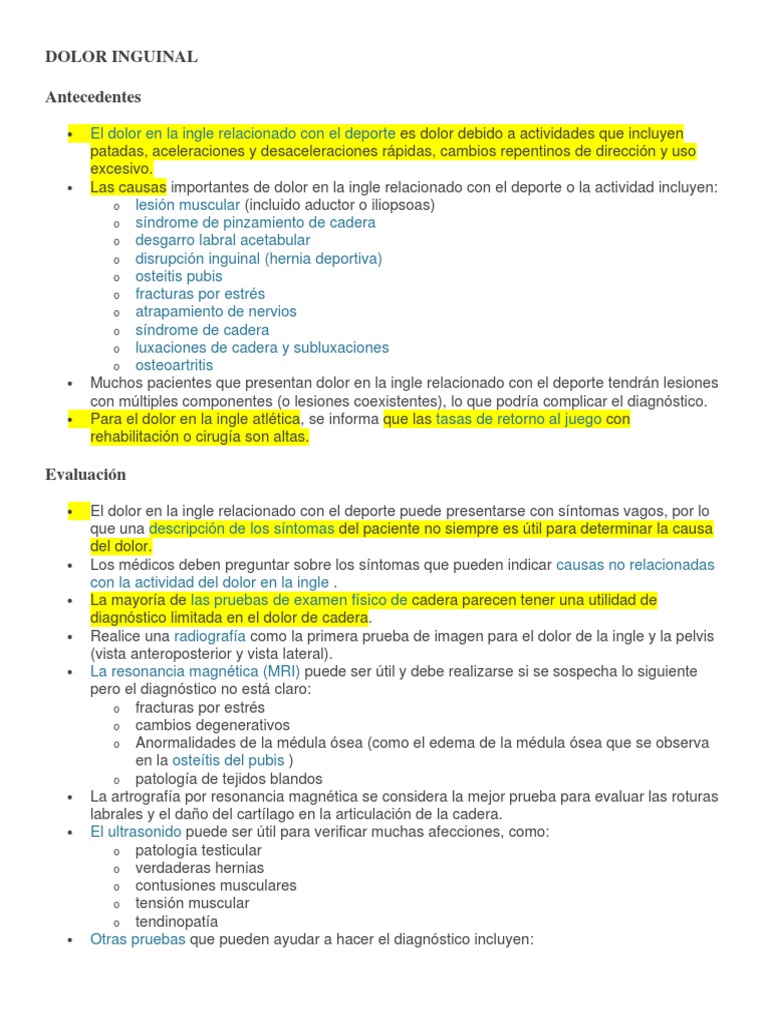 Dolor Inguinal | PDF | Rodilla | Especialidades Medicas