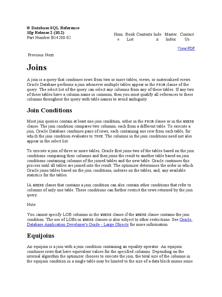 Joins: Join Conditions | PDF | Table (Database) | Data
