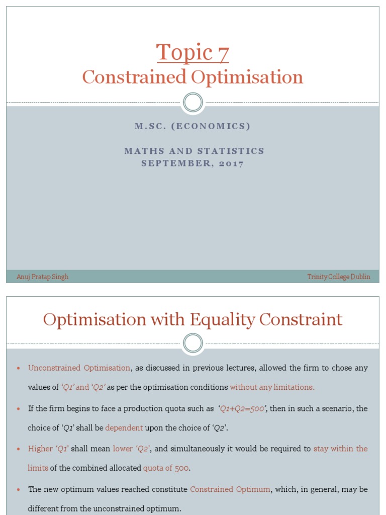 Constrained Optimisation | PDF | Mathematical Optimization ...