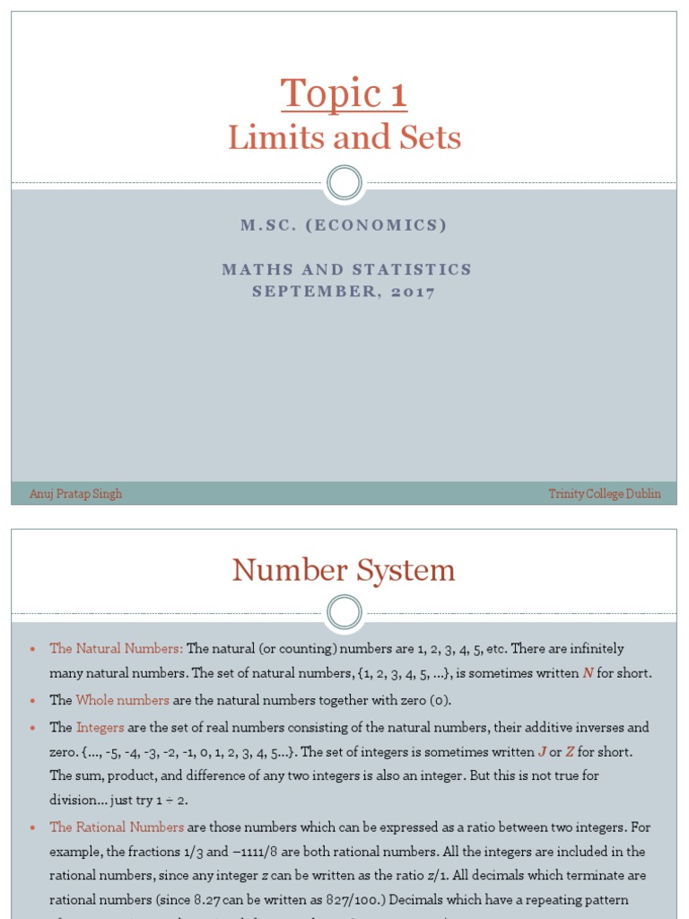 Limits and Sets: Topic 1 | PDF | Numbers | Sequence