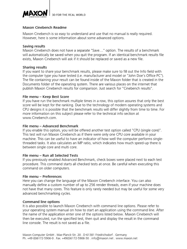 Readme Cinebench R20 EN PDF | PDF | Command Line Interface | Computer File