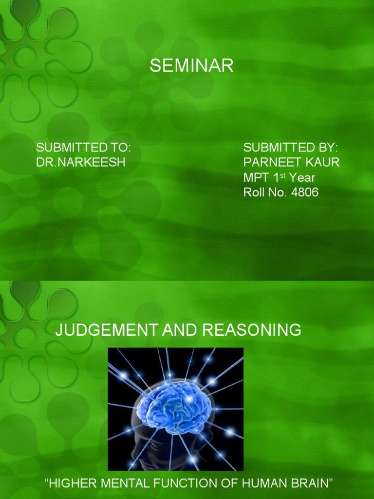 Judgement and Reasoning | PDF | Frontal Lobe | Brain