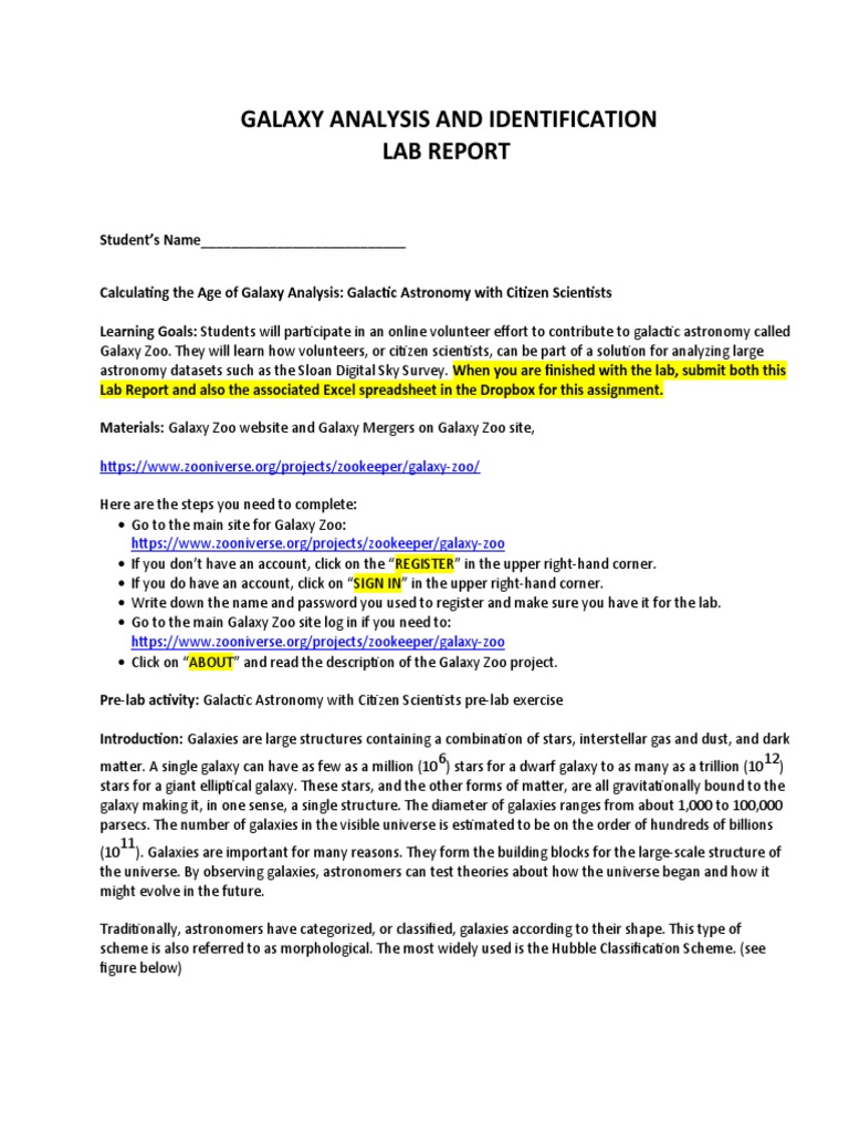 Galaxy Analysis and Identification Lab Report | PDF | Galaxy ...